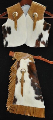 Custom Made Hair On Cowhide Leather Kids Chaps and Vest Set/Made in USA ...