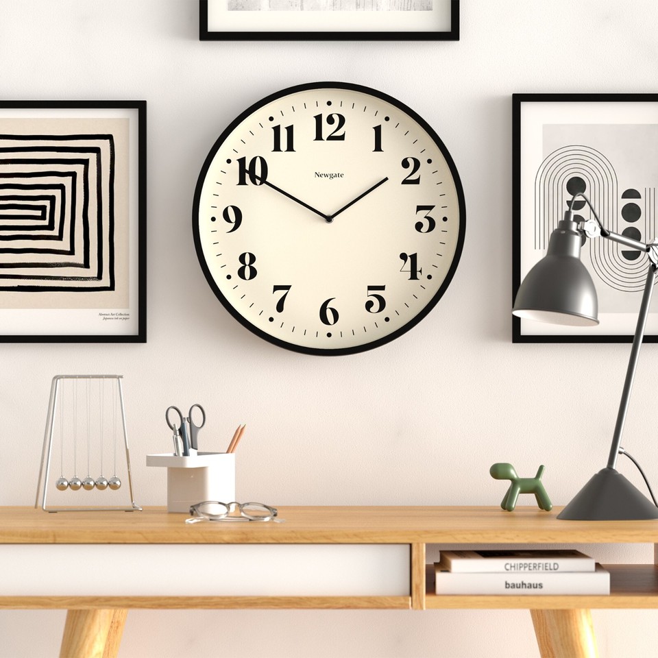 Newgate® Number Two Wall Clock Classic Black Bold Arabic Dial Silent ...