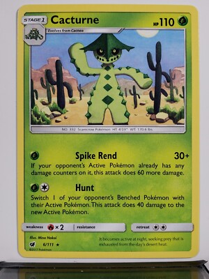 Cacturne 6/111 LP / VLP - RARE Crimson Invasion Pokemon Card - Mina ...