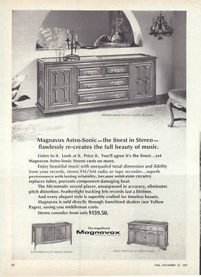 1967 Magnavox Astro-Sonic Finest Wooden Stereo Music Vintage Print Ad ...
