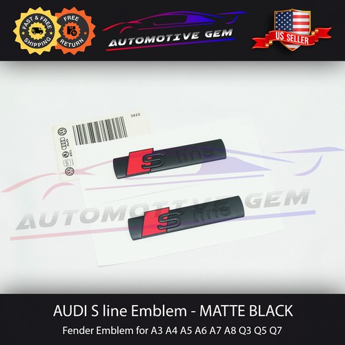 Audi S LINE Emblem Matte Black Side Fender Logo Decal Badge Sticker ...