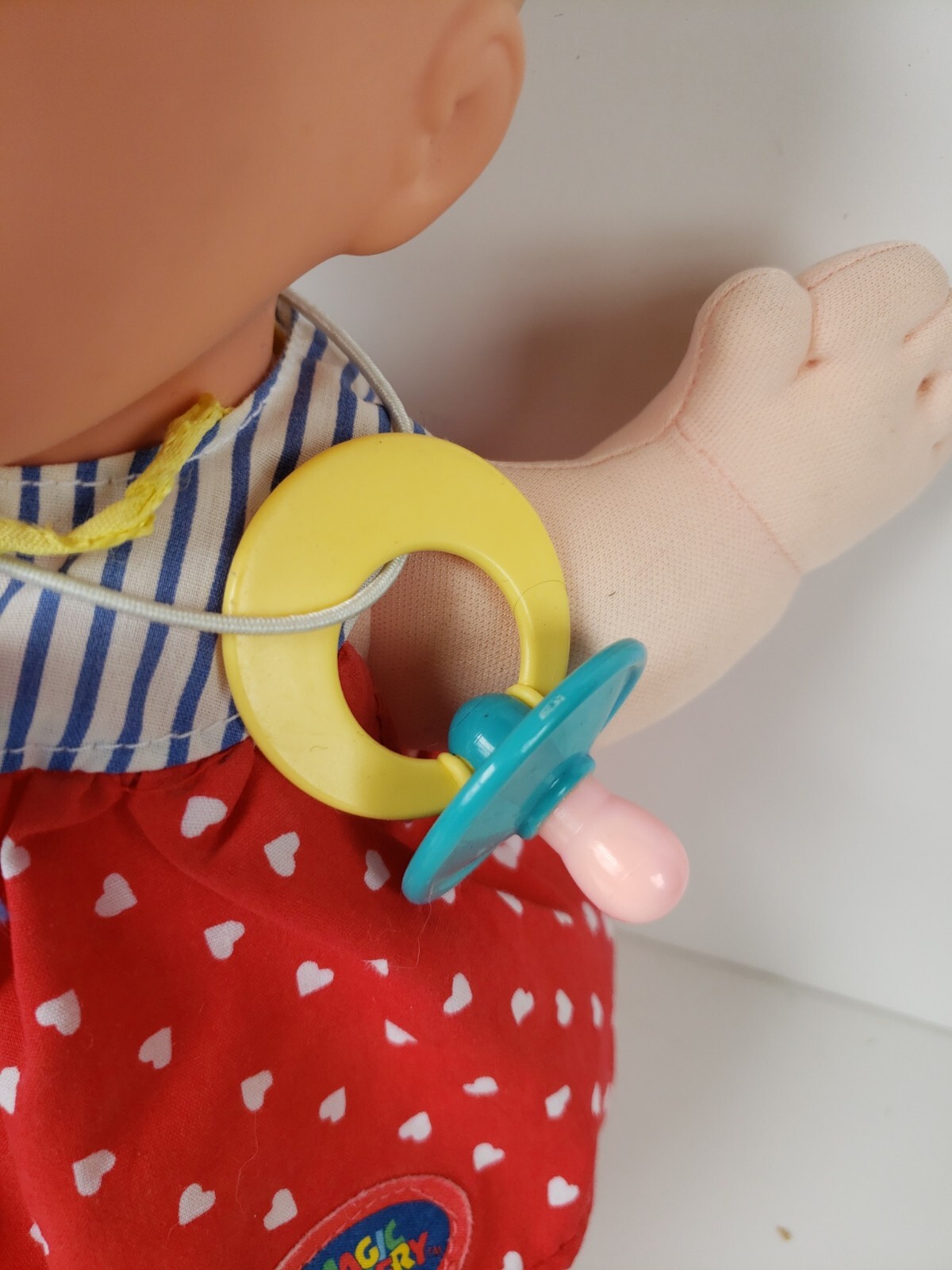 1989 Mattel Magic Nursery Baby Doll Red Dress Blue Eyes Blonde Newborn ...