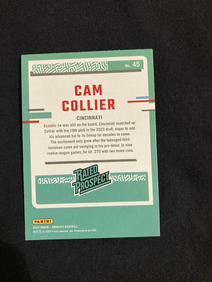 2023 Panini Donruss Cam Collier Rated Prospect #45 Cincinnati Reds (RC ...