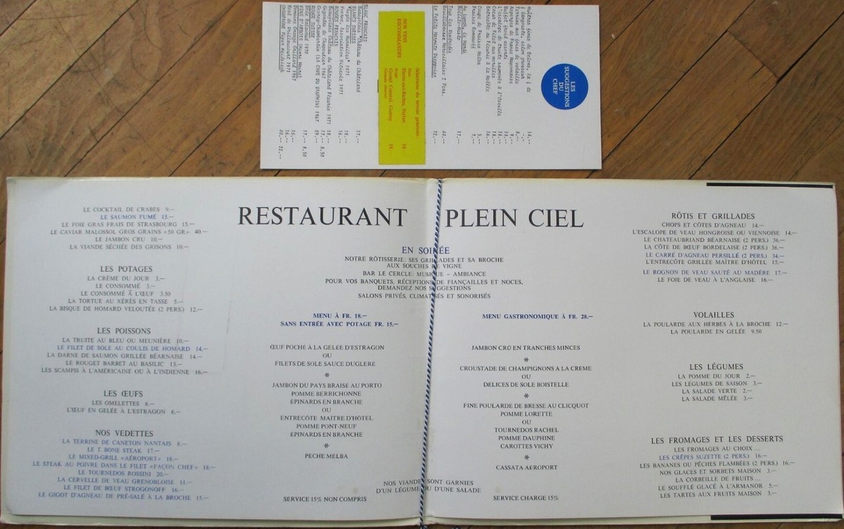 Philippe Restaurant Menu