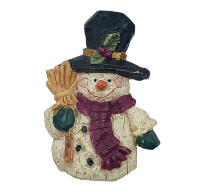 Snowman Lapel Pin Top Hat Rosy Cheeks Broom Scarf Holly Christmas ...