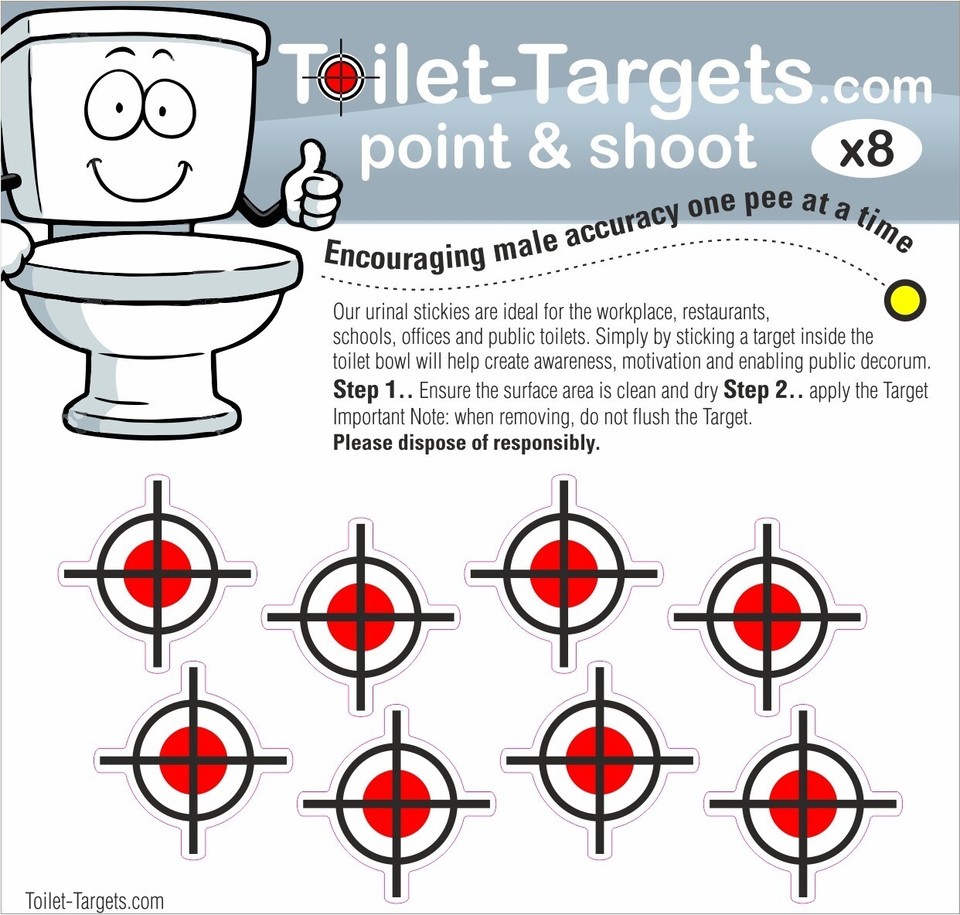 Toilet Target Vinyl Stickers urinal bathroom pub bar training cleaning ...