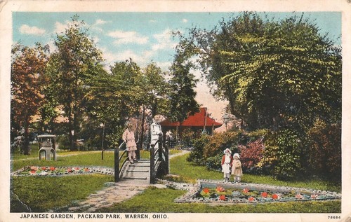 Postcard OH Ohio Warren Packard Park Japanese Garden Trumbull County ...