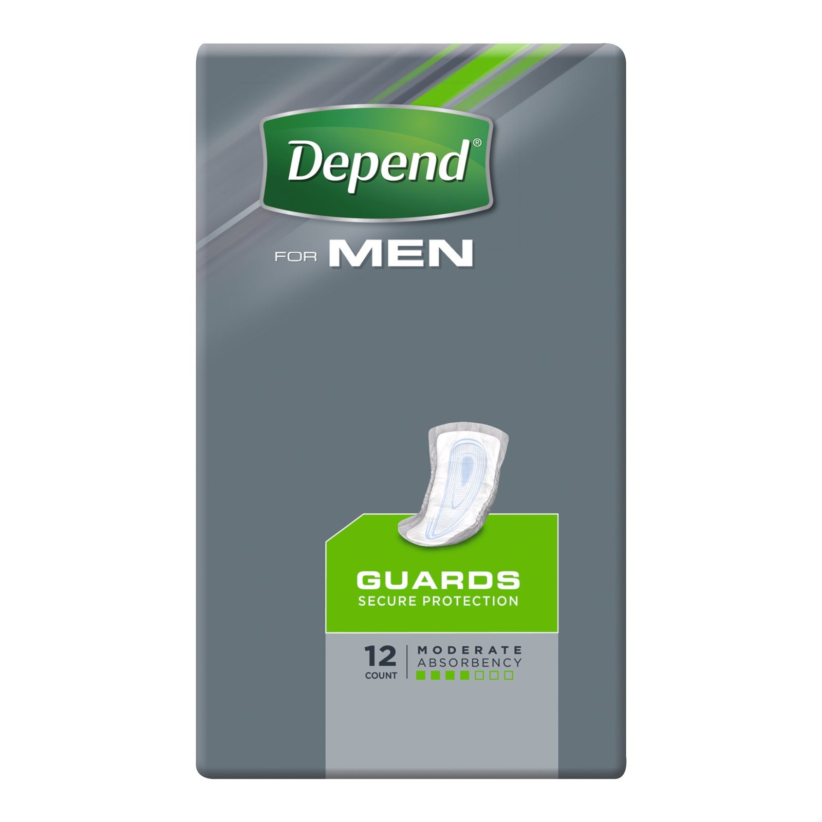 Depend For Men Guards Pad 12 Moderate Absorbency Incontinence Aid ...