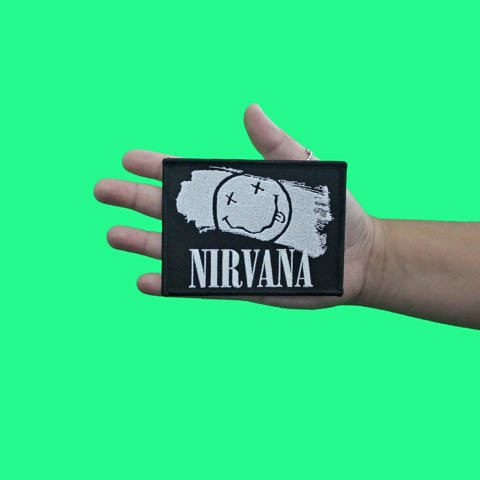 Nirvana Paint Stroke Patch Happy Face Rock Band Embroidered Iron On | eBay
