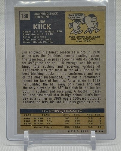 1971 Topps Rookie Jim Kiick #186 Dolphins | eBay