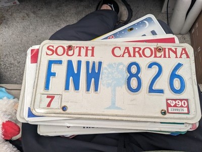 Vintage US 1990 South Carolina Car License Plate FNW-826 Palmetto Tree ...
