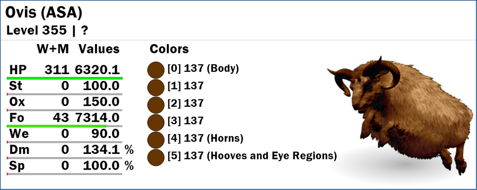Ark Survival Ascended-OVIS-Dino-Top Stats-Colors-PC/XBOX/PS5 PvE ASA ...
