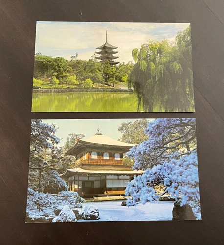 Set 2 Jumbo Postcard Japan - Pagoda at Nara & Ginkakuji Temple 9 3/4" x ...