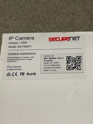 SecureNet Outdoor Wireless Security IP Camera SN-750EF1 / 720P / New | eBay