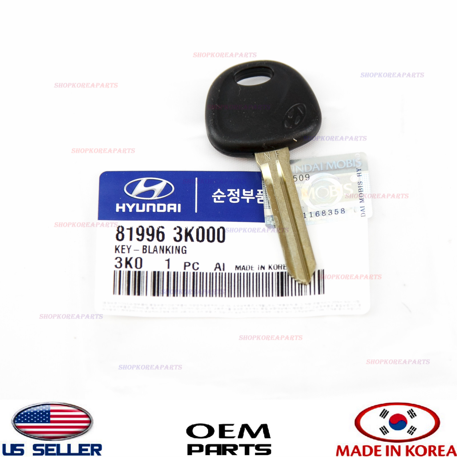 Genuine OEM Hyundai 2005-2010 Sonata Uncut Blank Key 81996 3k000 for ...