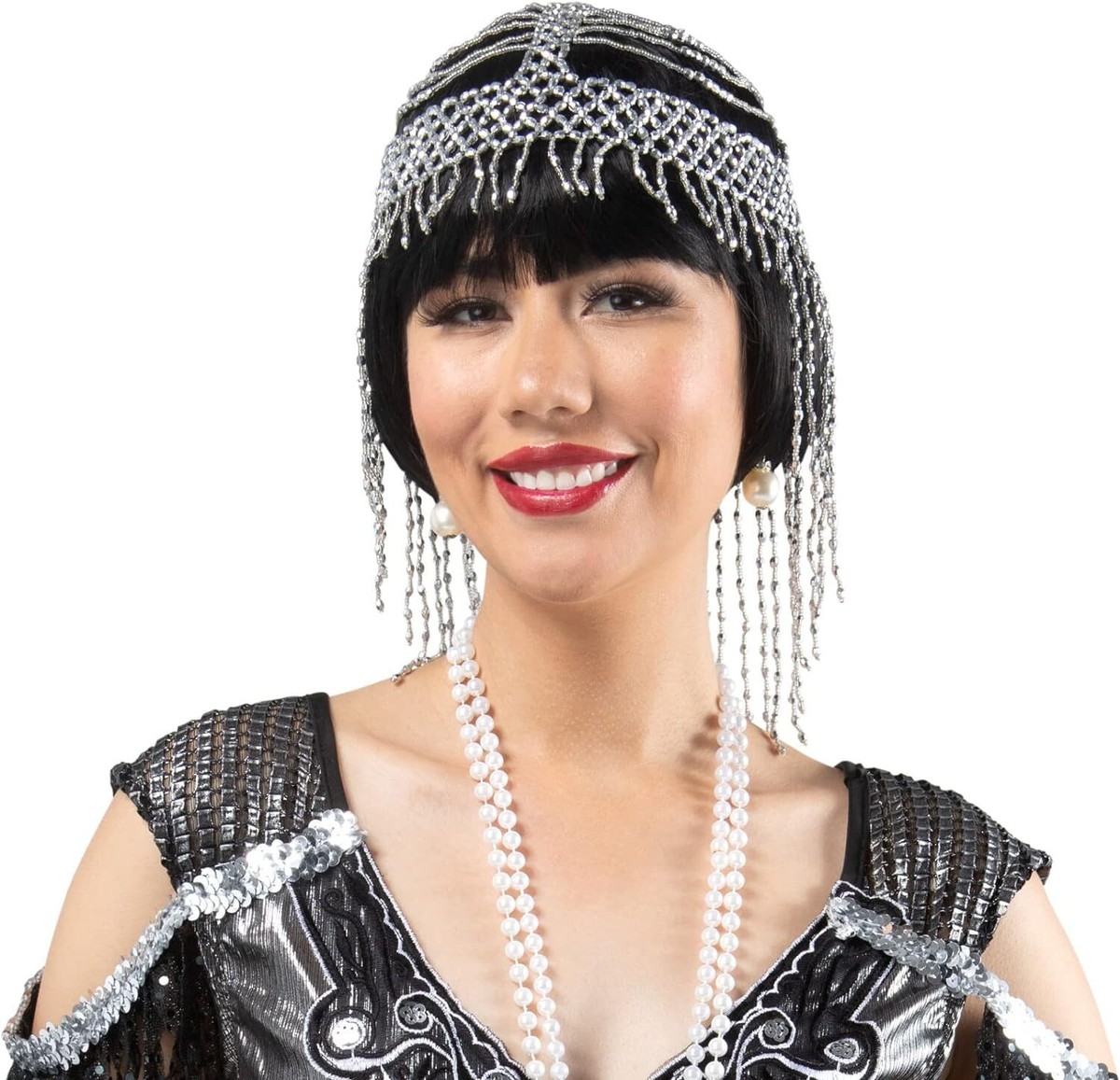 Flapper Beaded Headpiece BABEYOND 1920s Beaded Cap Headpiece Roaring