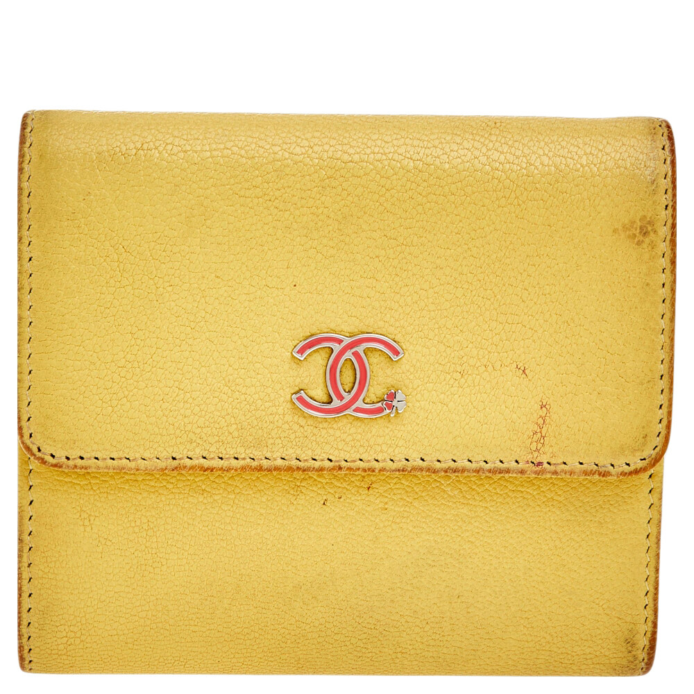 Chanel Yellow Leather Trifold Wallet - Gem