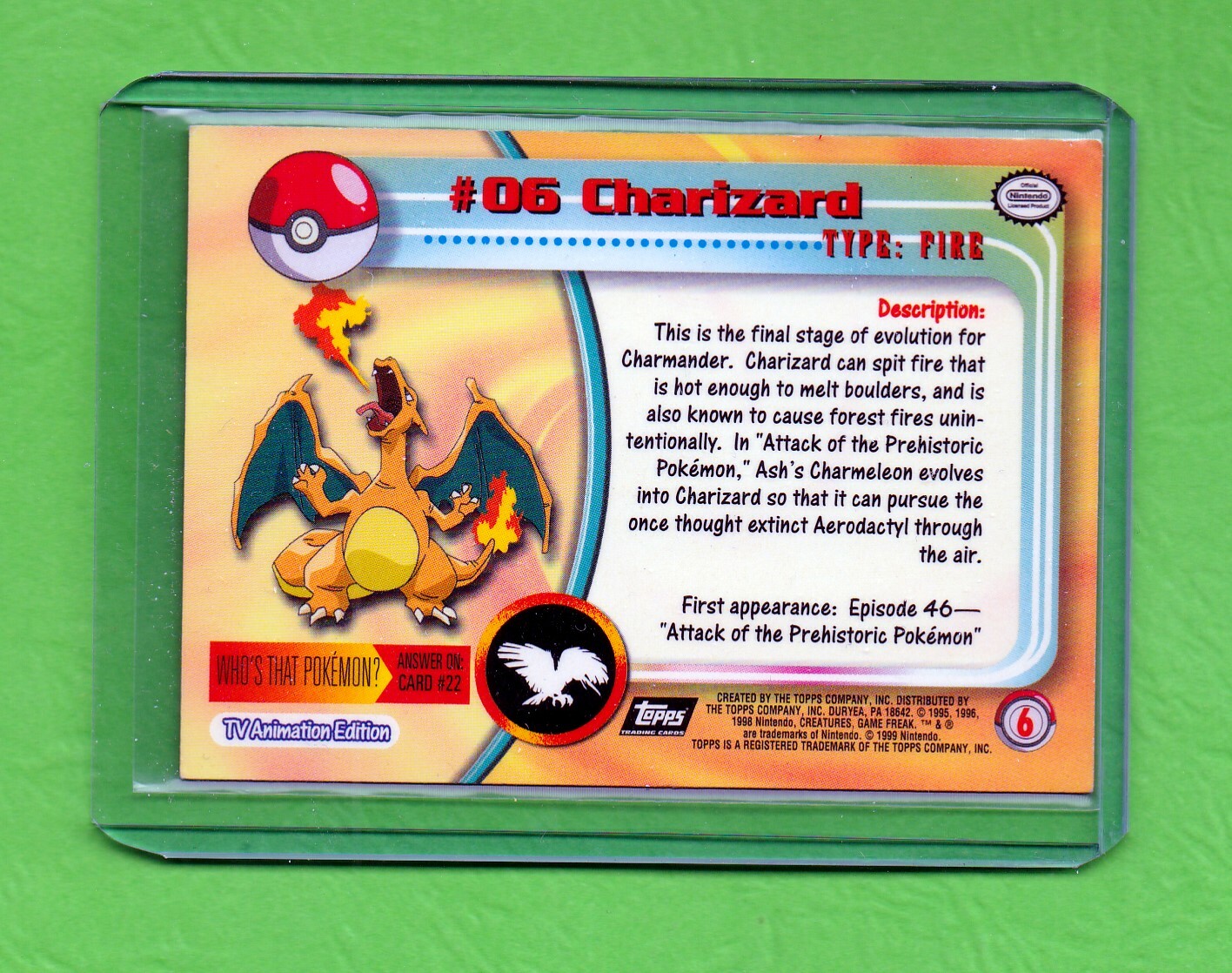1999 Topps Pokemon Series 1 - #06 Charizard - TV Animation Pokemon Card ...