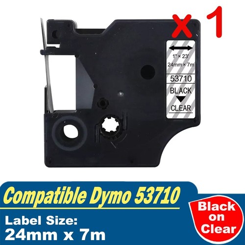 1x Label Tape for Dymo D1 53710 LabelManager 450D 450 Duo 24mm Black on ...