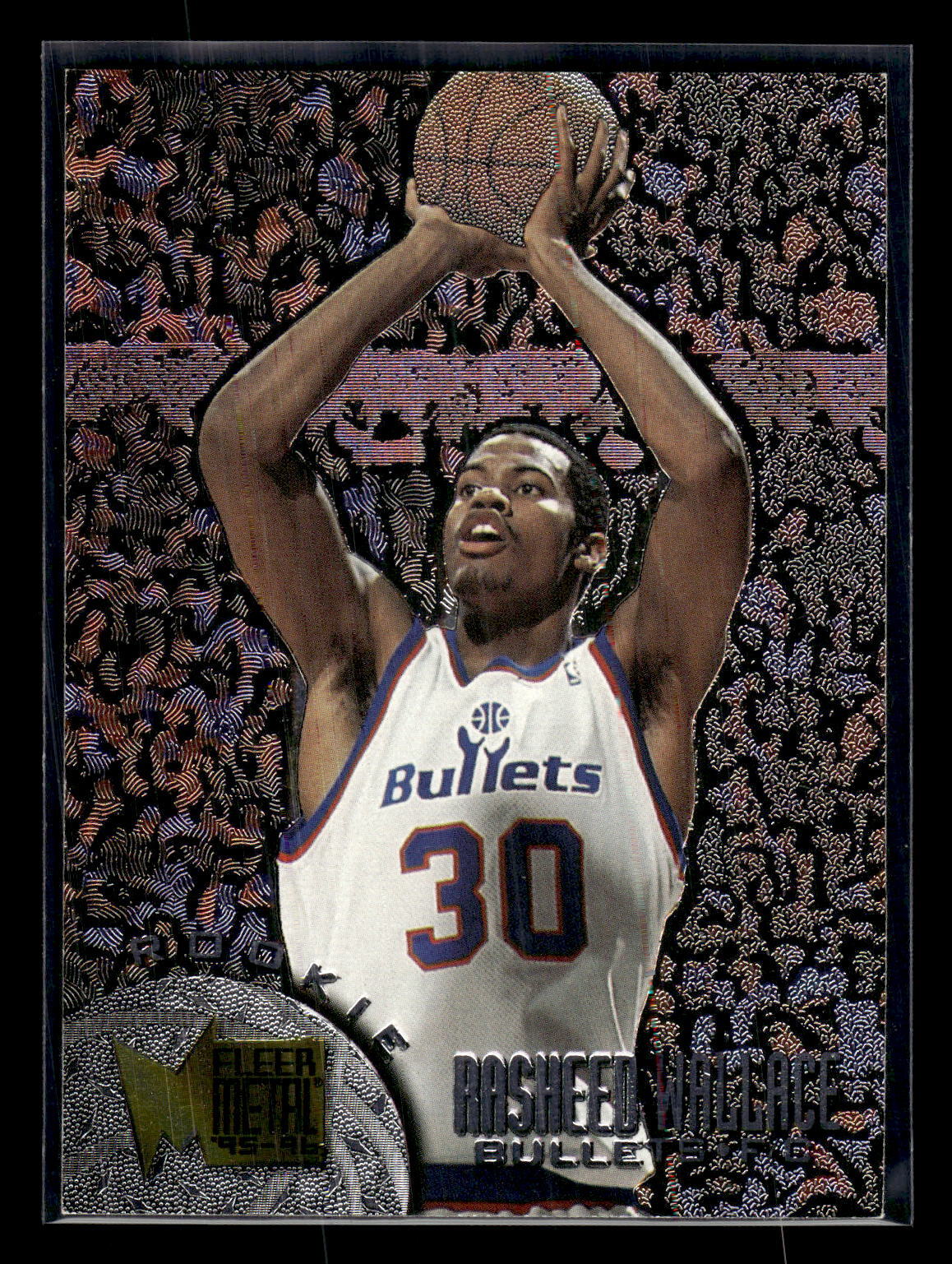 1995 Fleer Metal #208 Rasheed Wallace Rookie Washington Bullets Mint+ ...