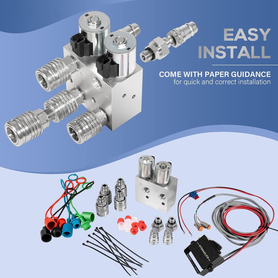 Hydraulic Multiplier SCV Splitter Diverter Manifold Kit with Switch Box ...