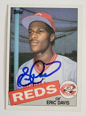ERIC DAVIS Signed 1985 Topps Rookie Card #627 Cincinnati Reds Card ...