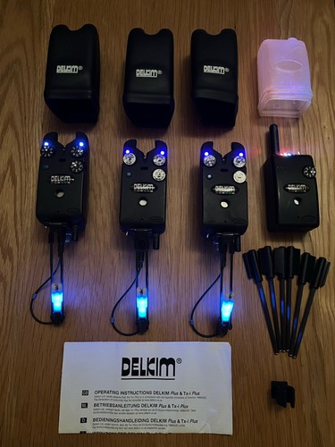 Delkim TXI Plus bite alarms (all blue LEDs) x 3 + RX Pro Receiver ...