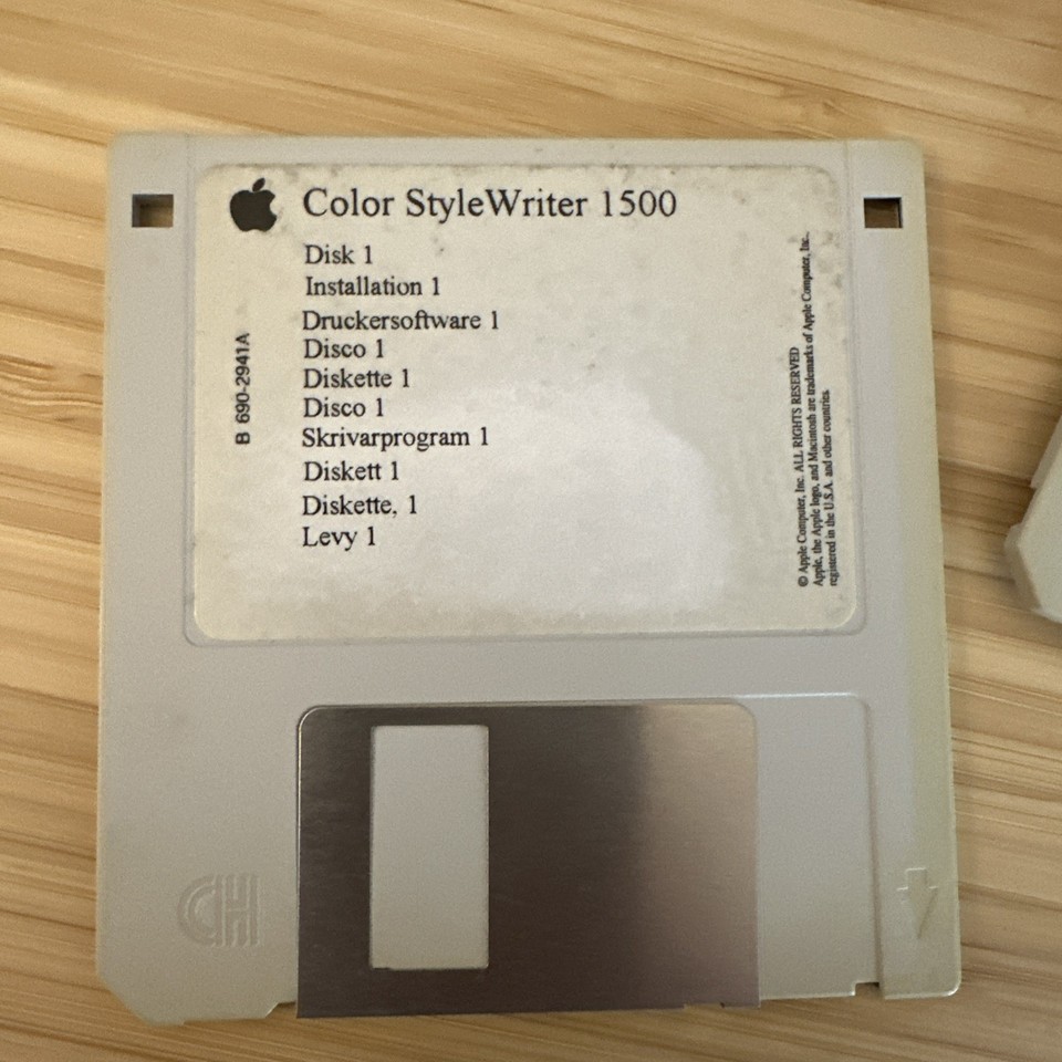 APPLE MACINTOSH COLOR STYLEWRITER 1500 Installation Disks x 3 1.44mb ...