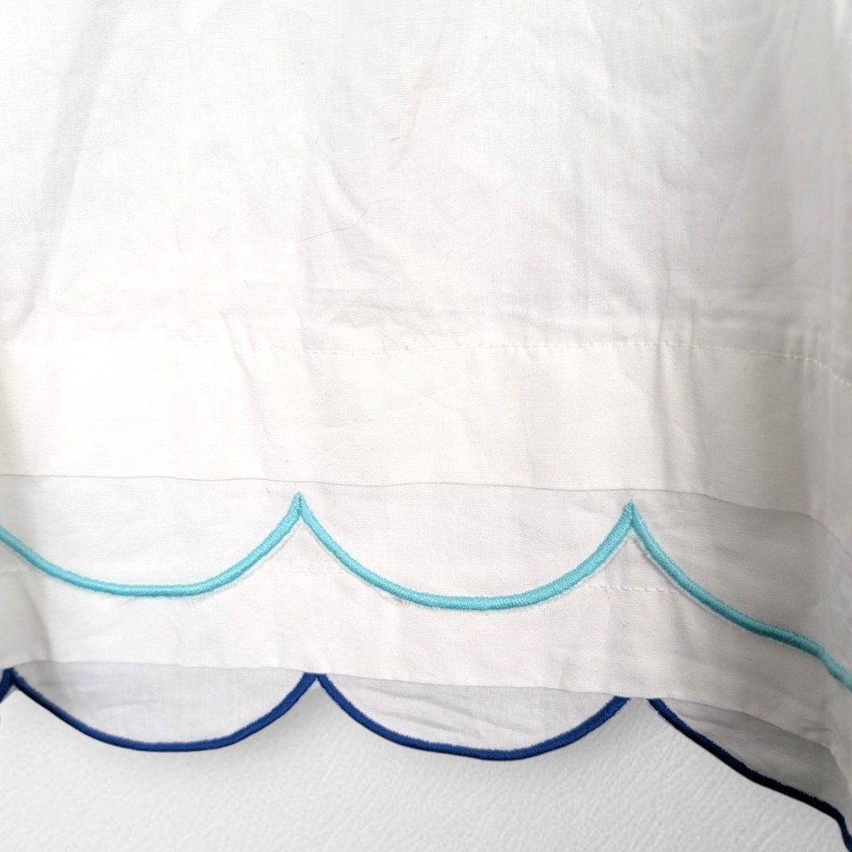 NEW Oddi Oddy White Scalloped Floral Embroidered Cotton Top Shirt Size ...