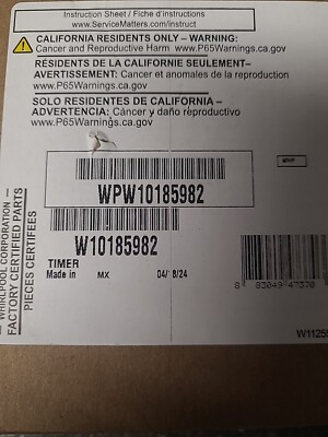 W10185982 OEM WHIRLPOOL DRYER TIMER | eBay