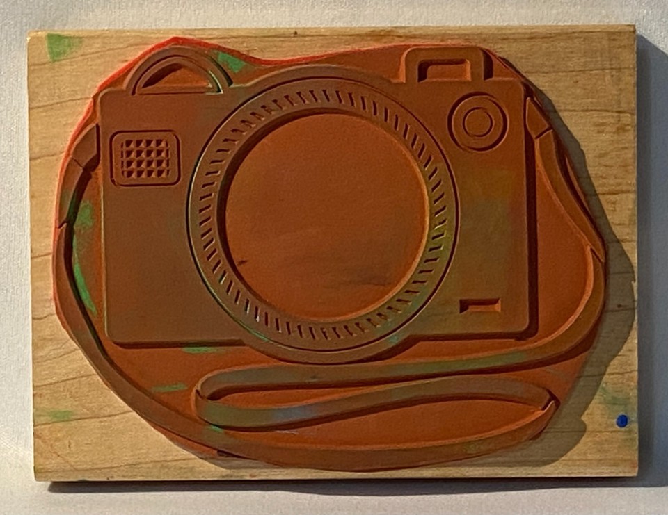 Large Rubber Stamp on Wood Scrapbooking Camera Frame Photograph Posh ...