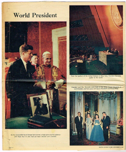 John F Kennedy Memorial Issue Boston Globe Dec 8 1963 + Newspaper ...