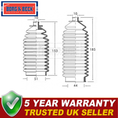 Borg & Beck Front Steering Rack Boot Set Fits Volvo 940 740 960 760 S90 ...