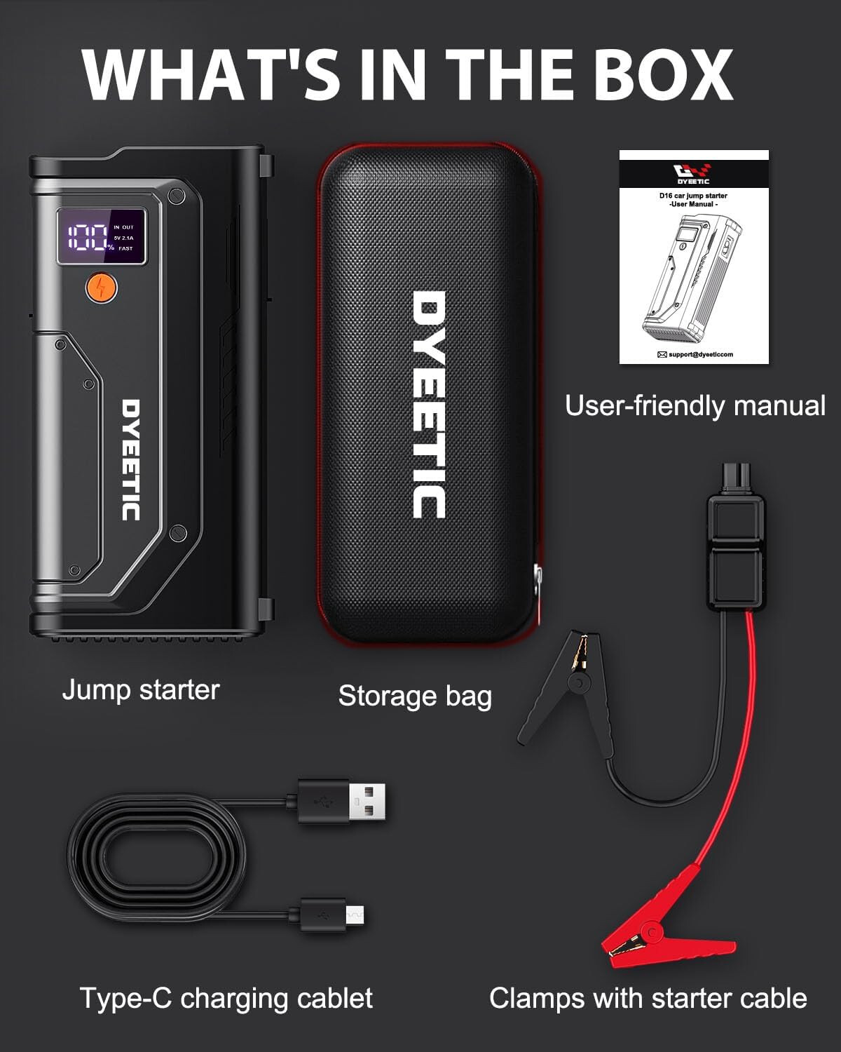 6000A Car-Jump-Starter Booster Jumper Box Power Bank Battery Charger ...