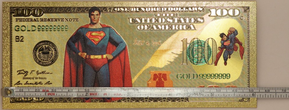 $100 Superman DC Comics Novelty 24K Gold Foil Plated Note Bill GFN62 | eBay