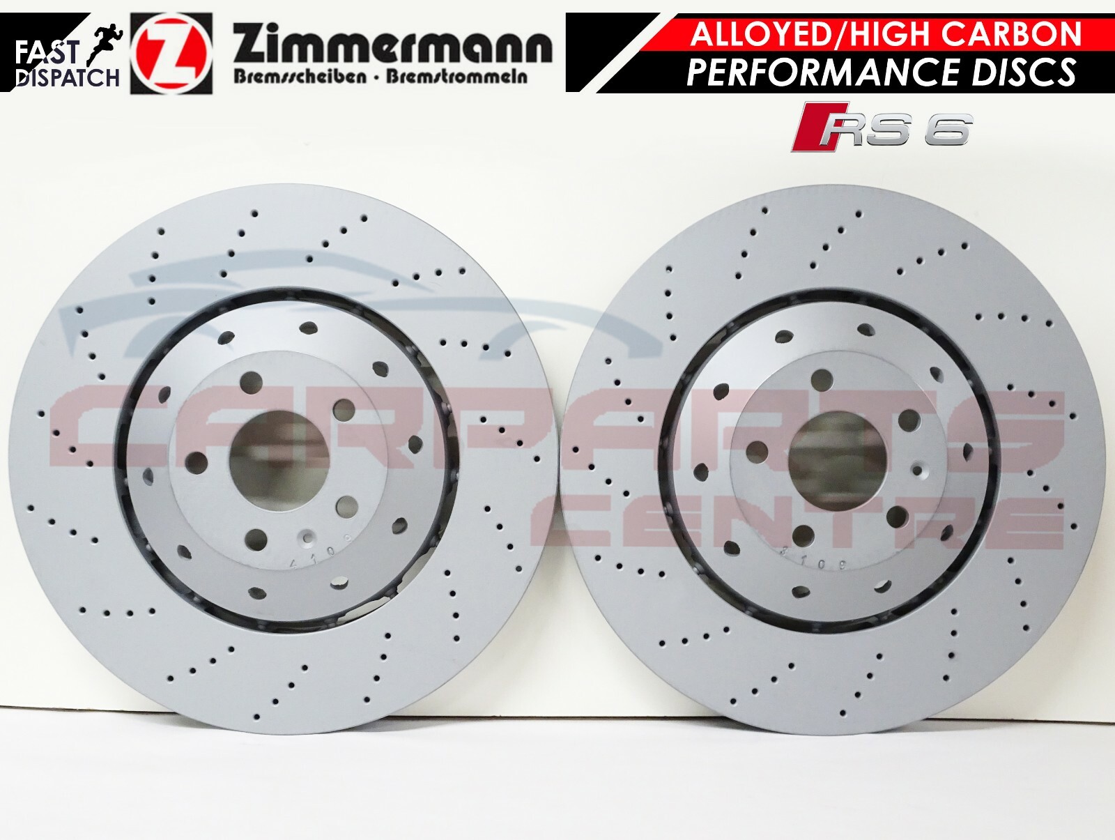 FOR AUDI RS6 C6 QUATTRO 08-10 FRONT AXLE ZIMMERMANN DRILLED BRAKE DISCS ...