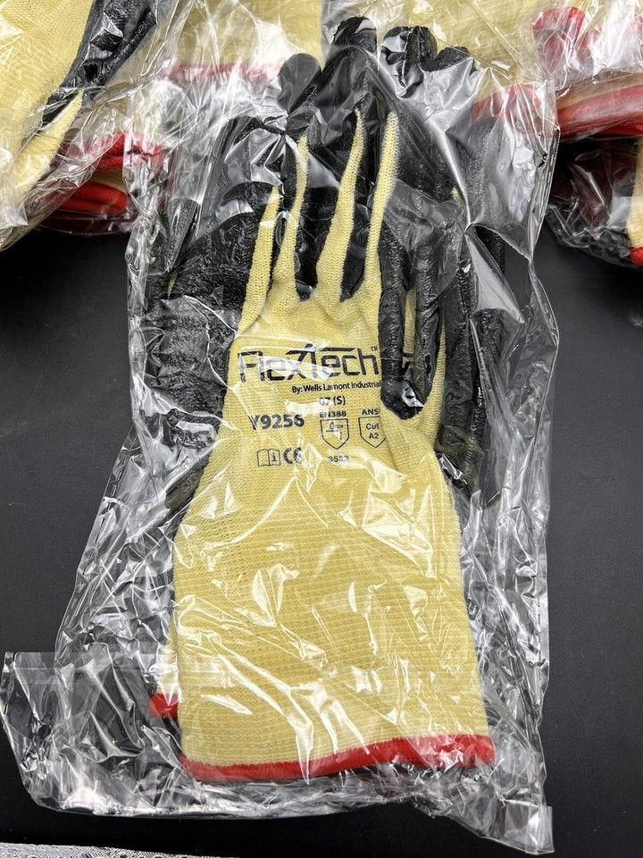 12 Pair Well Lamont Flextech Work Gloves Shell Foam Nitrile Palm Y9256 ...
