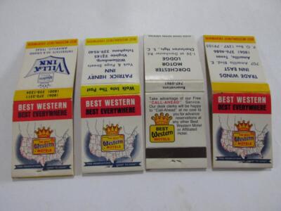 4 Vintage Best Western Matchbooks - Amarillo/Williamsburg/Charleston ...