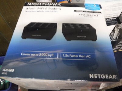 *NEW* Netgear Nighthawk AX1800 Mesh WiFi 6 System, MK62-100NAS ...