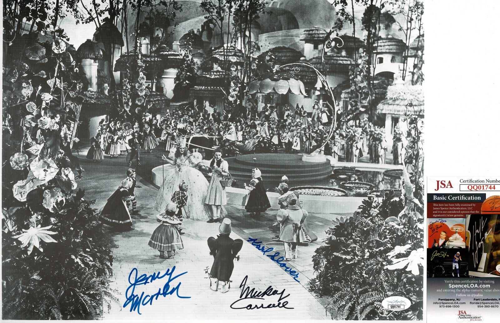 WIZARD OF OZ CAST SIGNED (3) MAREN,CARROLL,SLOVER 11.5X14.5 PHOTO JSA ...