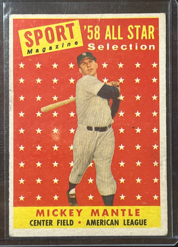 1958 Topps MICKEY MANTLE #487 All Star New York Yankees HOF VG-VGEX Wax ...