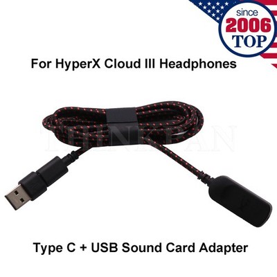 Type C + USB Sound Card Adapter for HyperX Cloud III Wired Gaming ...