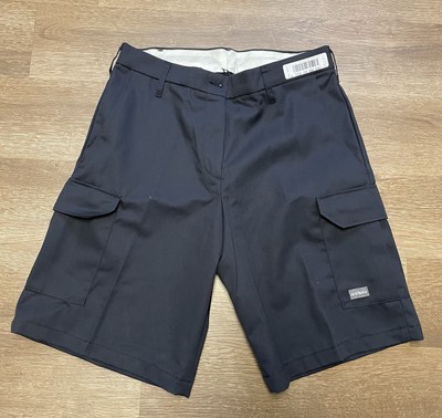 Mens UNIFIRST Shorts Flat Front Softwill Navy Cargo Twill Uniform Short ...