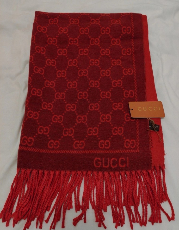 New Women's Red Gucci Scarf With Gift Box Kit | eBay UK