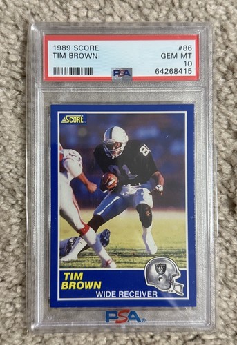 1989 Score Football Tim Brown ROOKIE RC #86 PSA 10 GEM MINT Raiders ...