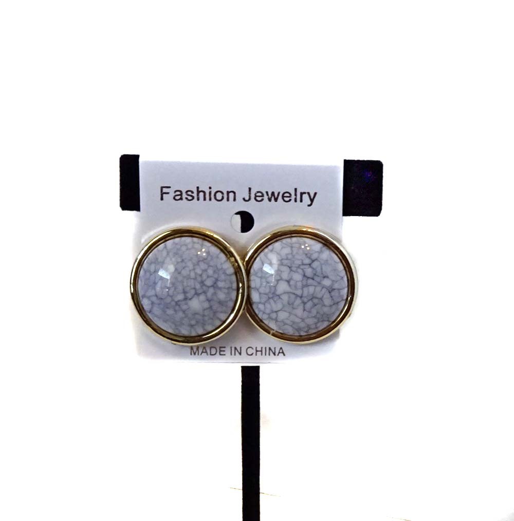 CLIP-ON EARRINGS ROUND EARRINGS ASSORTED COLOR GOLD TONE RIM 1.25 INCH ...