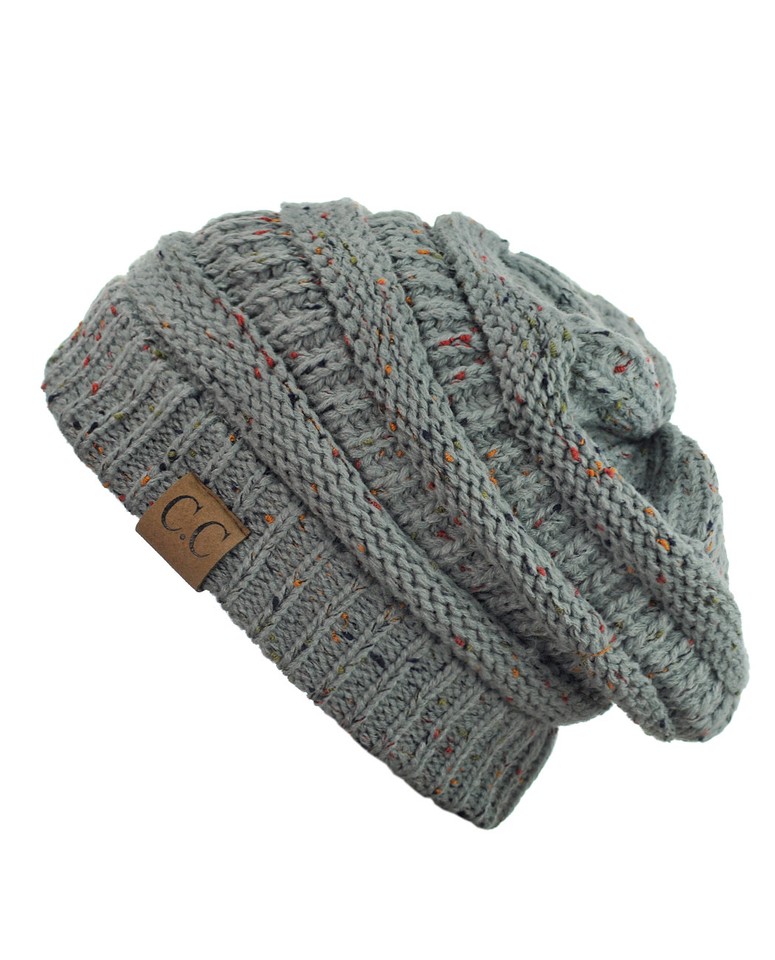 NEW! Genuine CC Beanie Colorful Confetti Soft Stretch Cable Knit Slouch ...