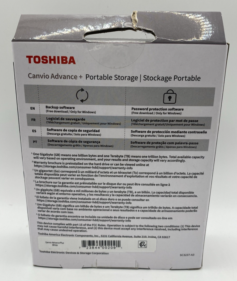 Toshiba 2TB Canvio Advance Plus Portable Storge | eBay
