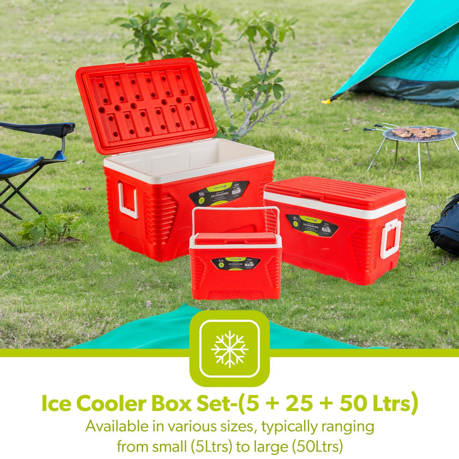 ROYALFORD Ice Cooler Box Set 5L, 25L, & 50L Boxes Camping Picnic ...