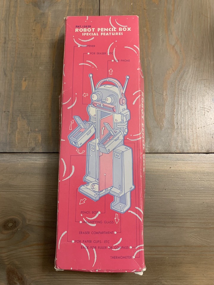 Vintage 80's Flomo Blue Robot Pencil Box, Rare KF-G770, Made in Taiwan ...